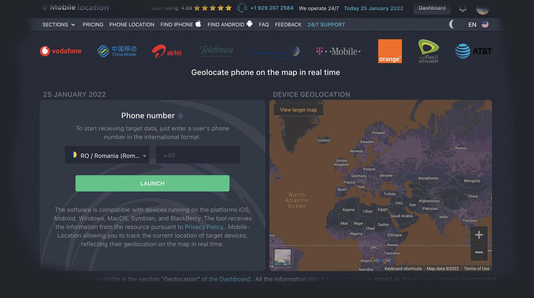 Mobile-Locator: Locate someone else online by phone number